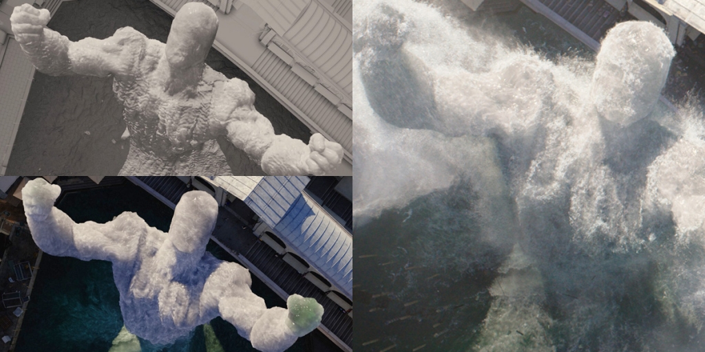 Body of Work: Scanline's latest adventures in fluid sims - befores & afters