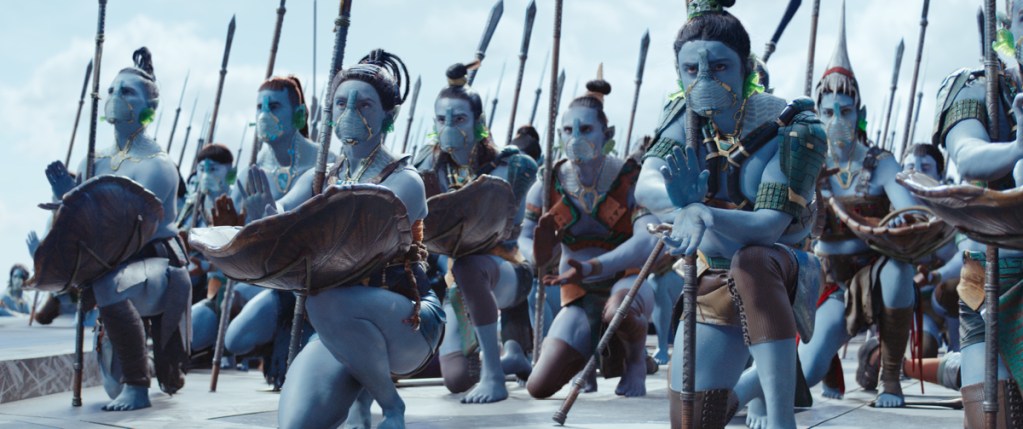 Going from bluescreen partial set to intense Wakandan/Talokanil at-sea ...