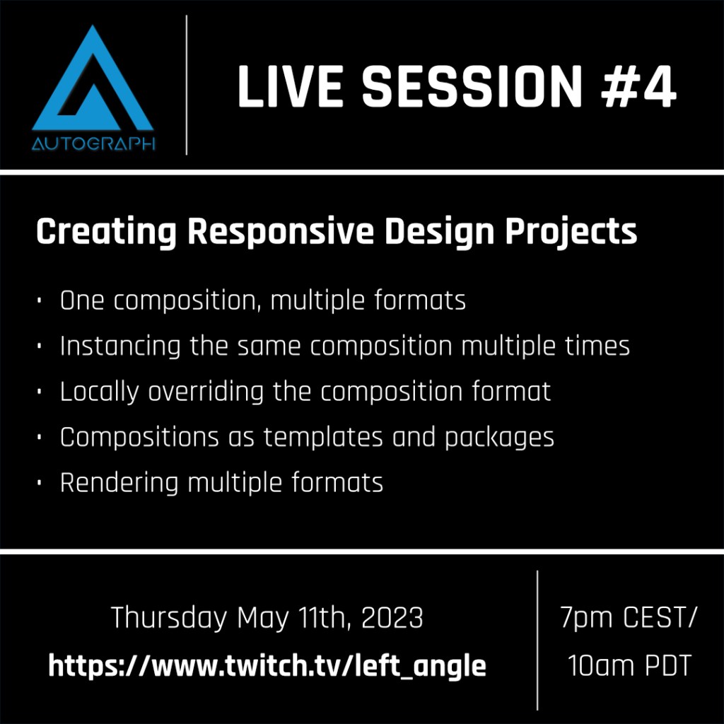The next live session on Autograph from Left Angle looks at creating ...